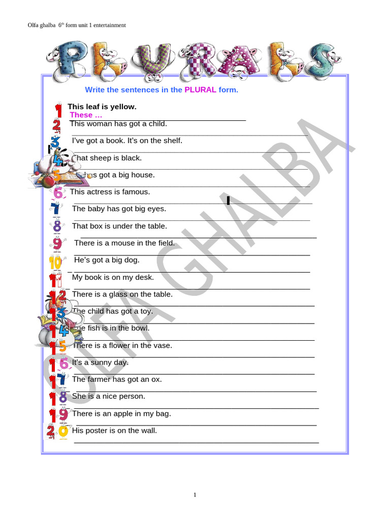 6TH Unit 1 Plural | PDF