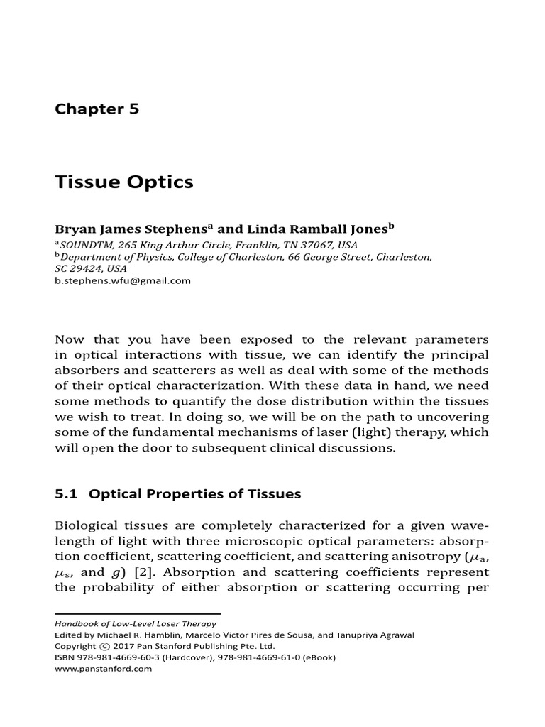 Chapter 5 Tissue Optics | PDF