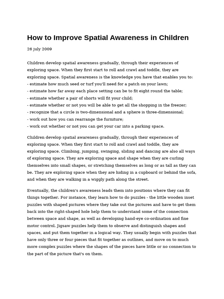 Inproving Spatial Awareness | PDF