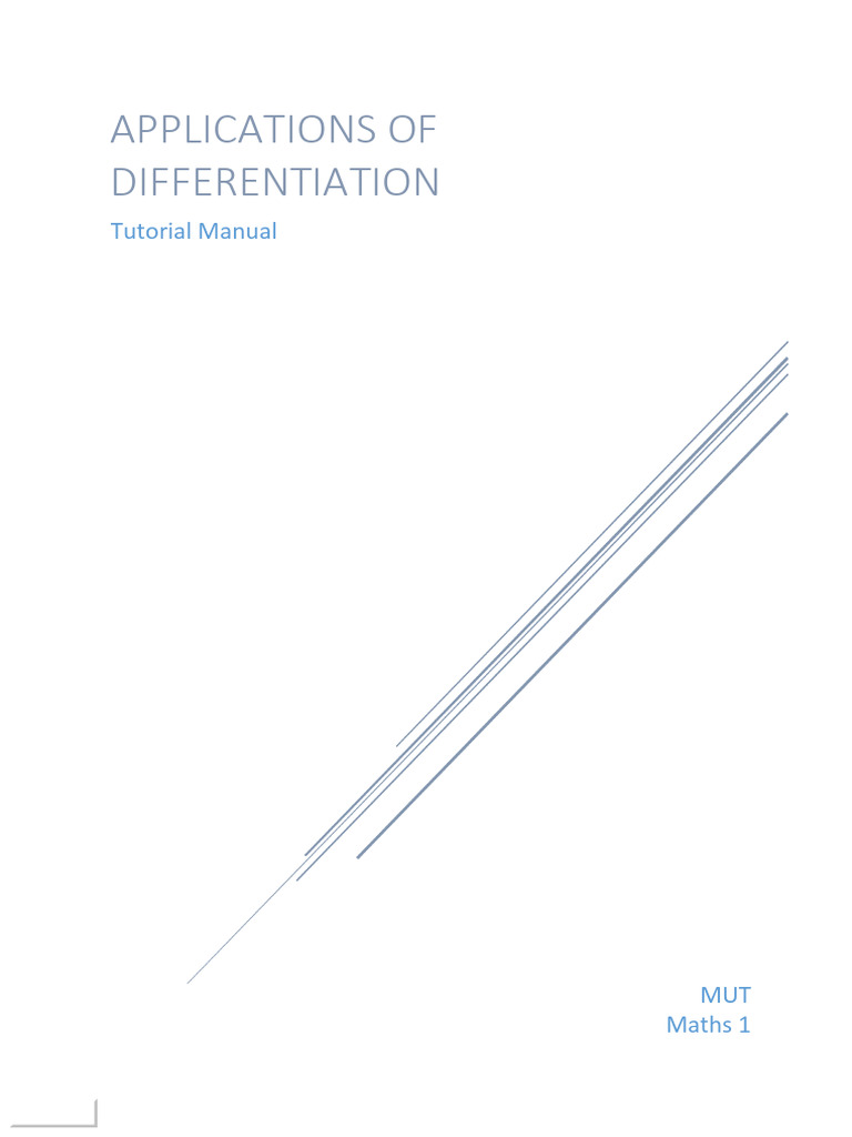 Applications Of Differentiation Pdf