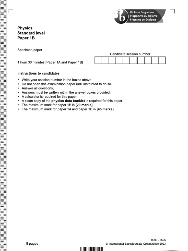 Physics SL Paper 1B | PDF