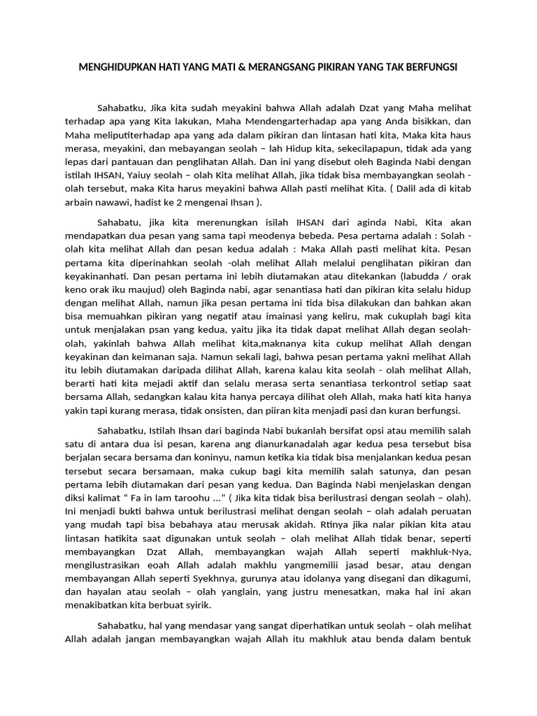 Menghidupkan Hati Yang Mati | PDF