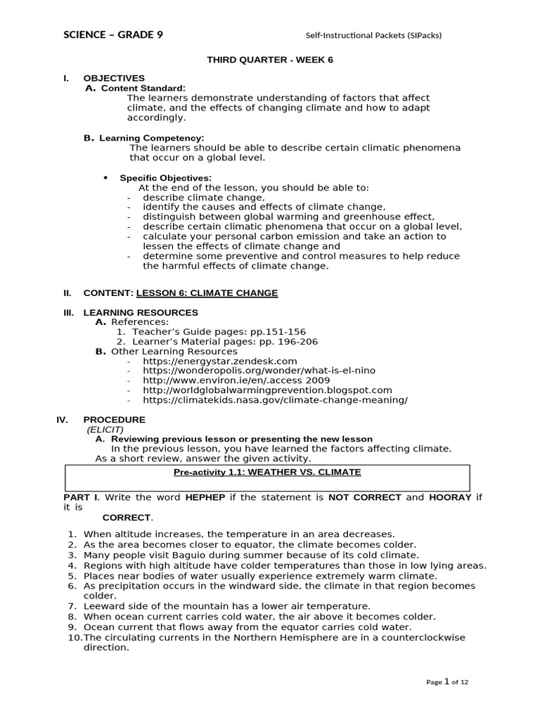 Science 9 Q3 Week 6 | PDF