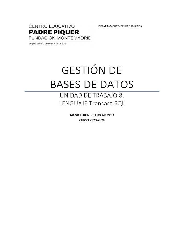 Introducción a Transact-SQL en Bases de Datos | PDF | SQL | Bases de datos