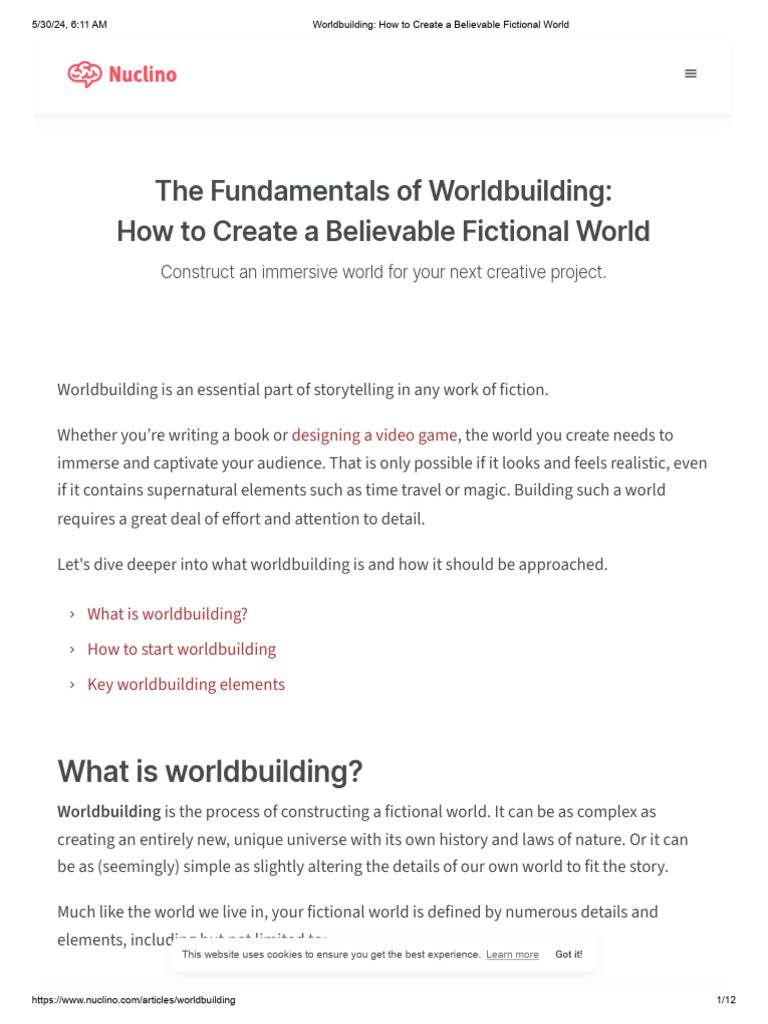 Worldbuilding_ How to Create a Believable Fictional World | PDF