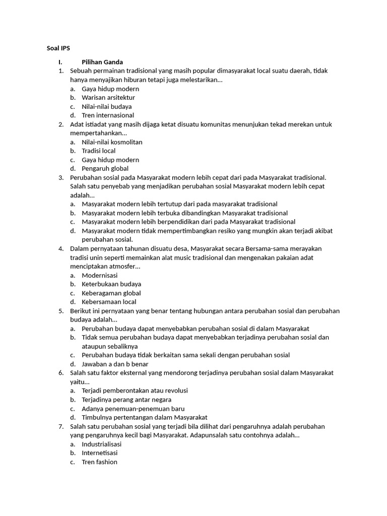 Soal IPS IX-1 | PDF