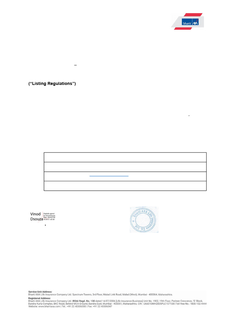 Intimation 6 (1) 7 | PDF