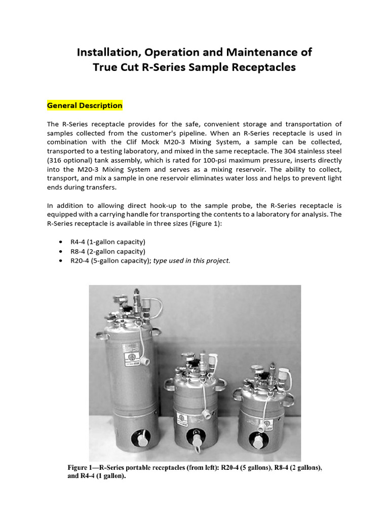IOM - Sample Receptacles R20-4 | PDF