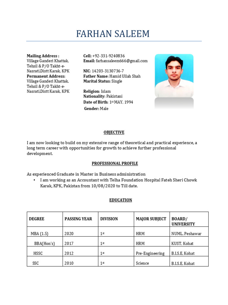 Farhan CV.24 - 102947 | PDF