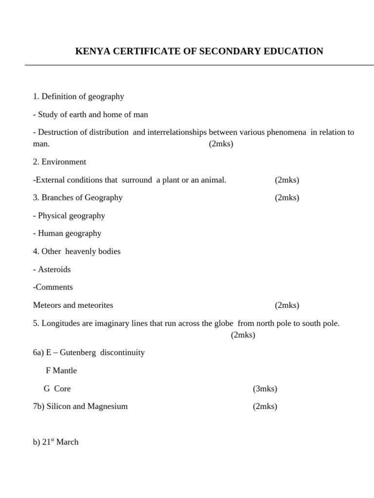 Geography f1 M Scheme | PDF