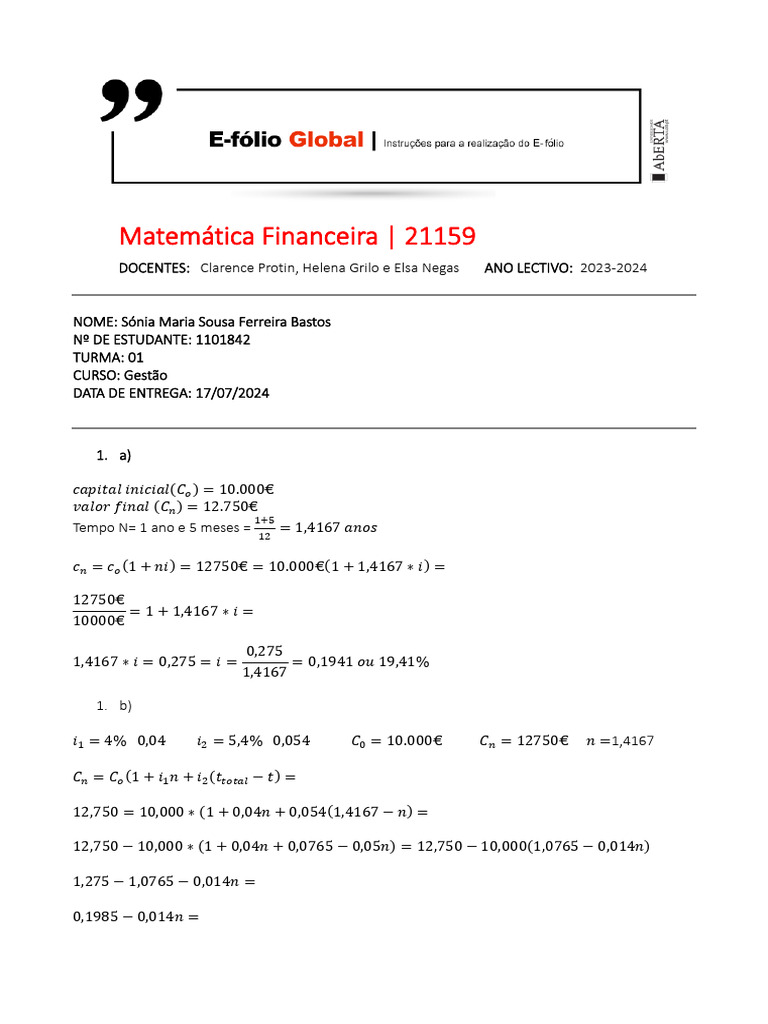 Efolioglobal MatFin 2023 2024 1101842 | PDF