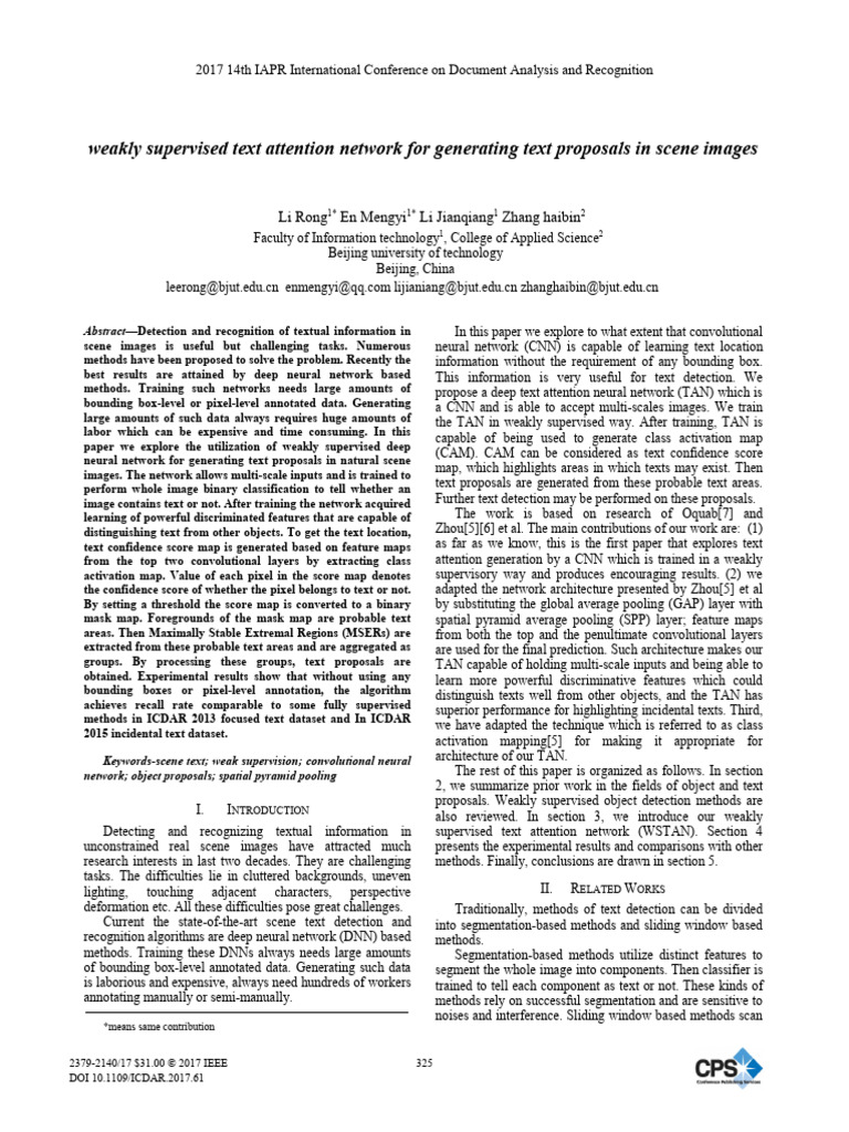 Weakly Supervised Text Attention Network For Generating Text Proposals in Scene Images | PDF