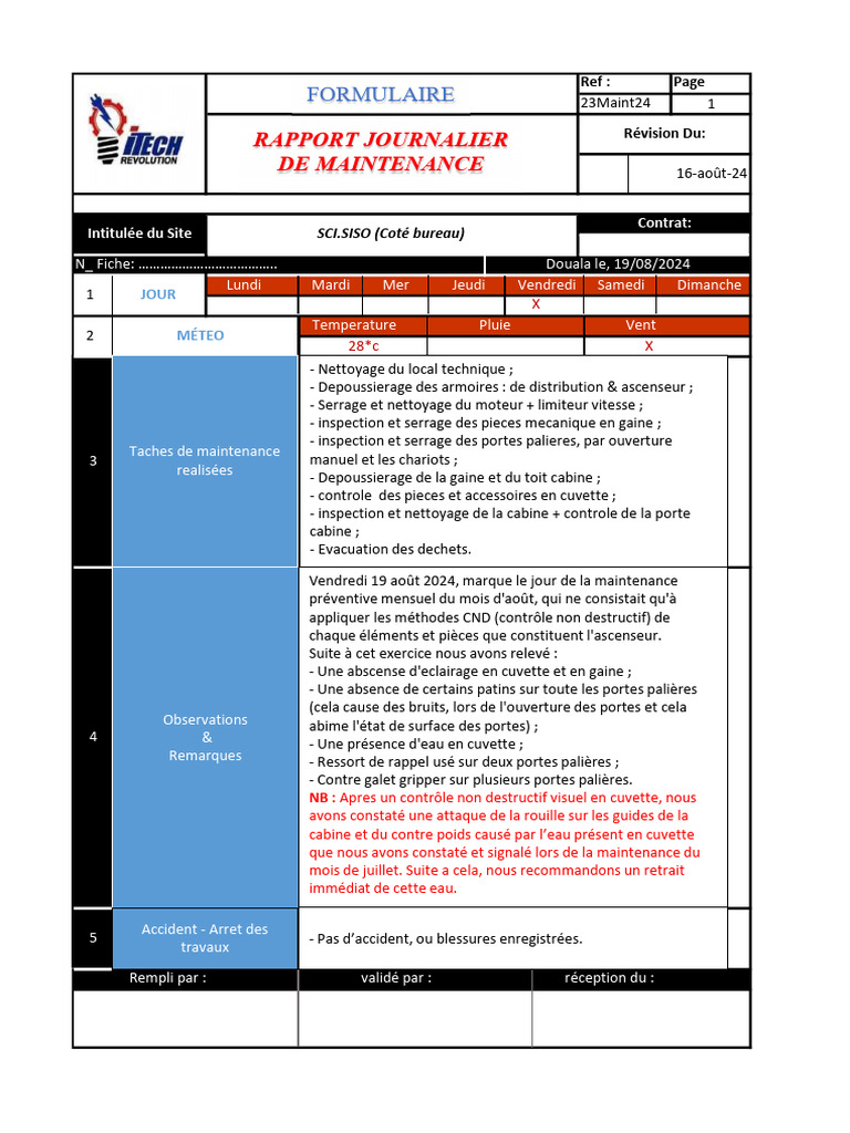 Rapport Maintenance Siso Cote Bureau | PDF
