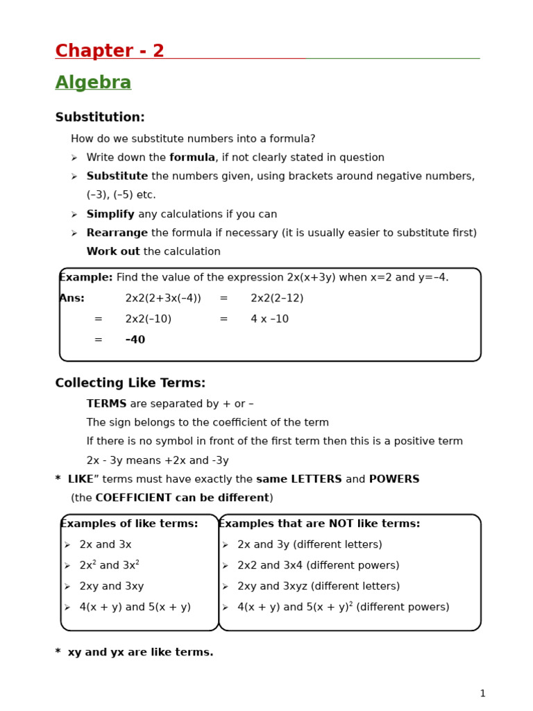 Algebra - Material | PDF