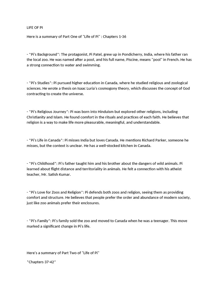 LIFE OF PI Guide | PDF