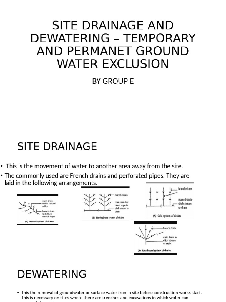 Site Drainage and Dewatering – Temporary and Permanet | PDF