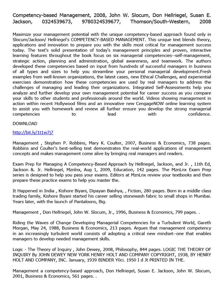 Competency Based Management 1 | PDF