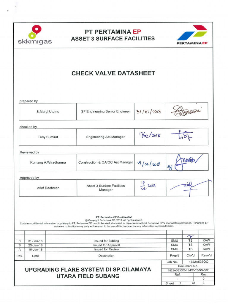 1822A533OO-11-PP-01-DS-002 Rev.0 Check Valve Datasheet | PDF