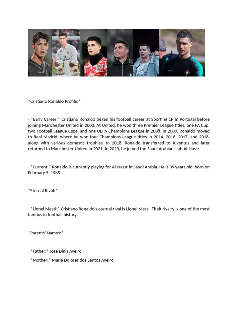 Cristiano Ronaldo Profile | PDF