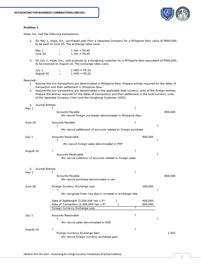 7 PracticeProblems-ForexTransactions | PDF