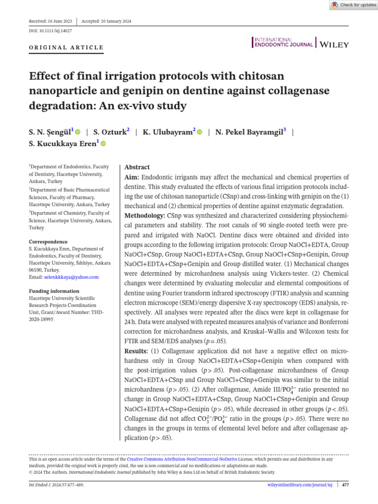 Int Endodontic J - 2024 - Şengül - Effect of Final Irrigation Protocols ...