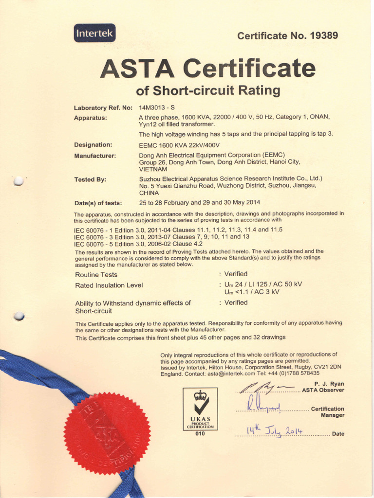 ASTA - MBA 1600kVA | PDF