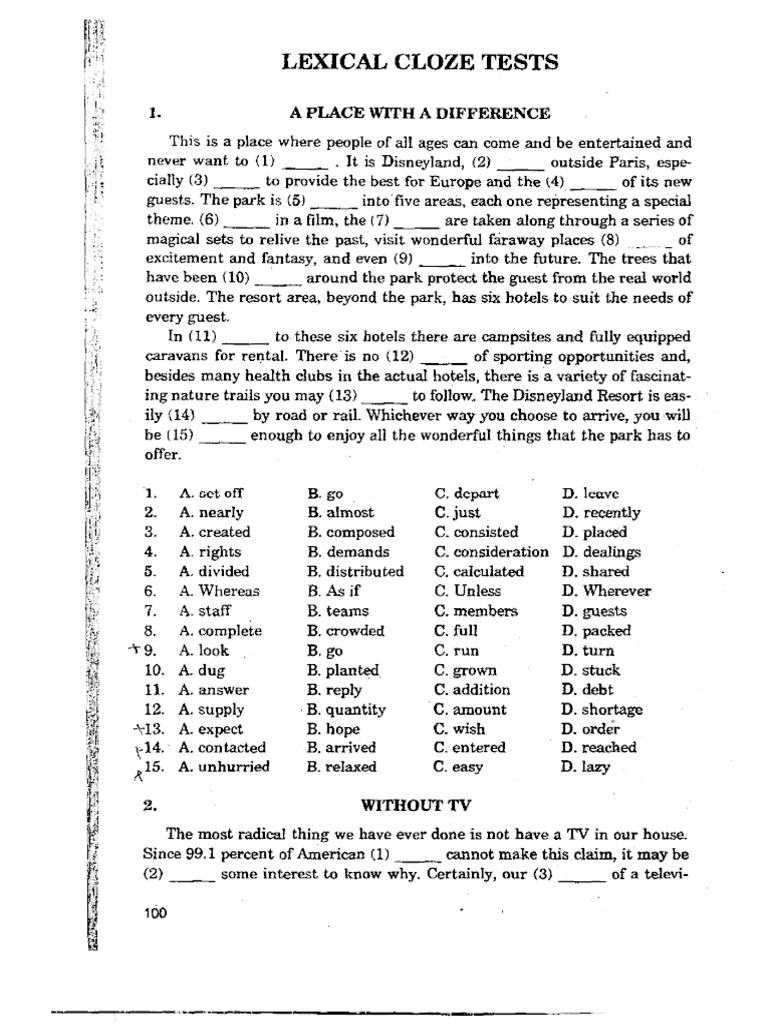 Lexical cloze test | PDF