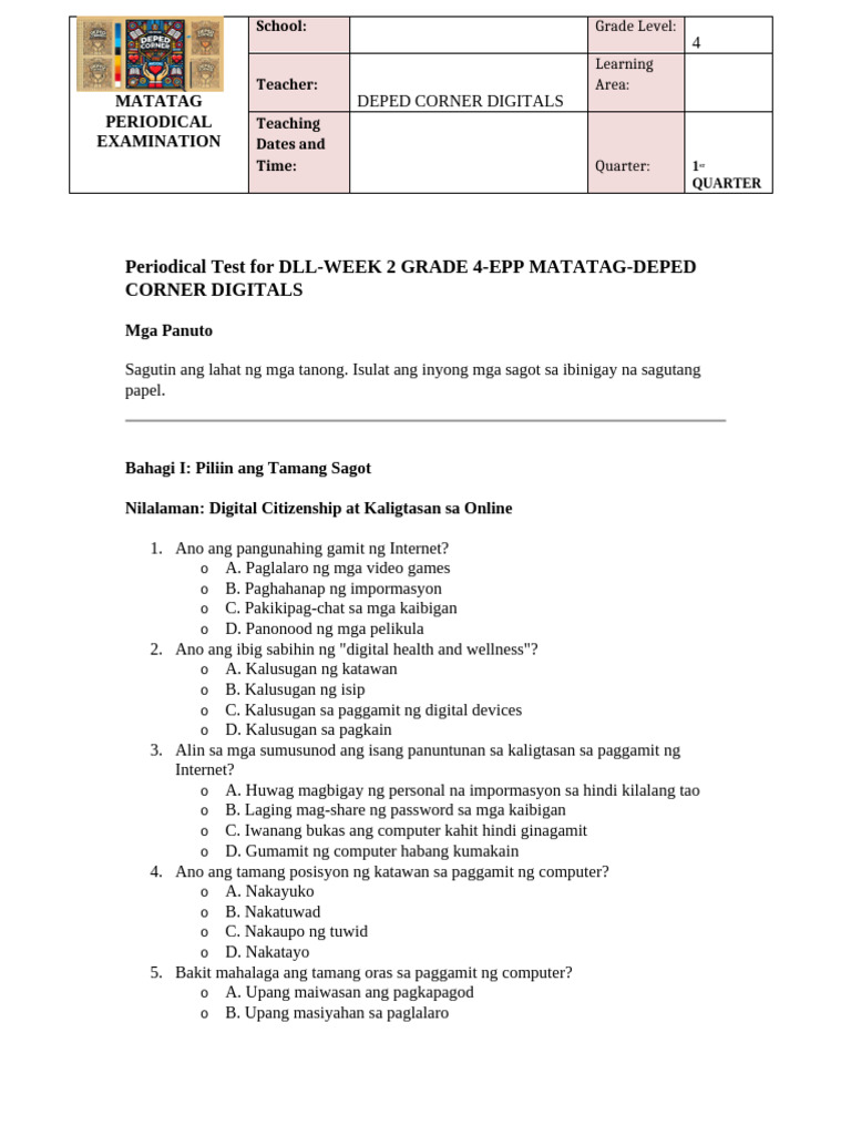 Pt-Week 2-Epp - Deped Corner Digitals | PDF
