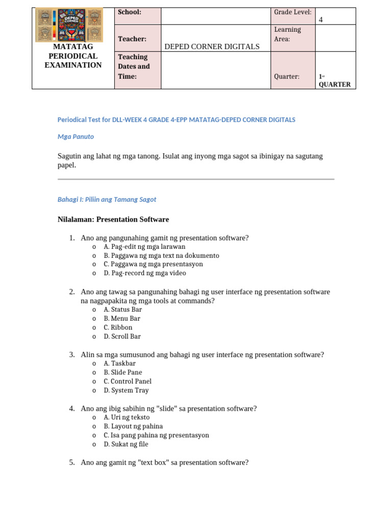 PT-WEEK 4-EPP -DEPED CORNER DIGITALS | PDF