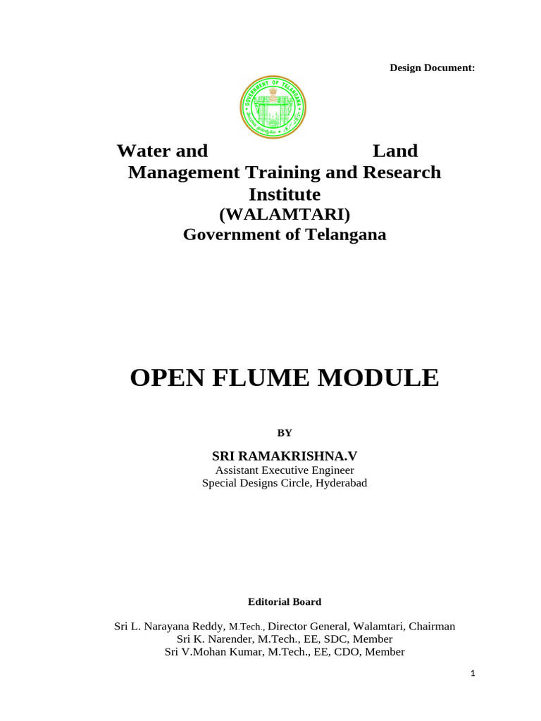 Open Flume Module: Water and Land Management Training and Research Institute | PDF