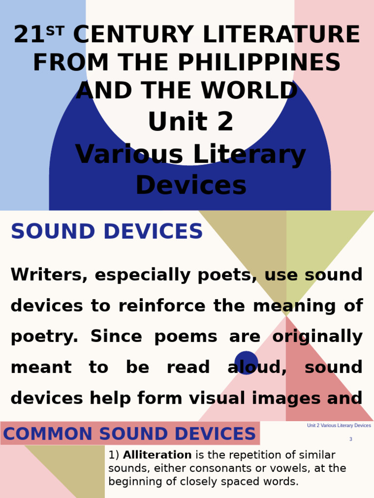 Unit 2 Various Literary Devices Sound Devices | PDF