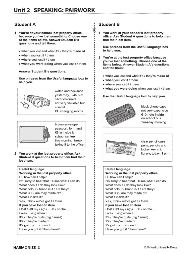 Harmonize 2 TRM Pairwork Unit 2 Worksheets | PDF