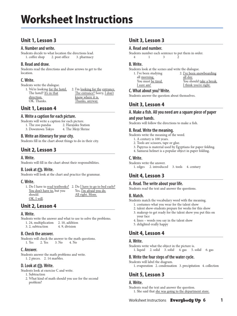 EU2e L6 WorksheetInstructions and Answers | PDF
