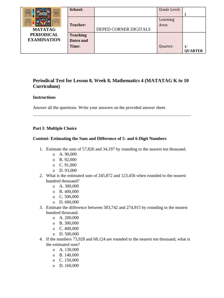 Pt-Week 8-Math-Deped Corner Digitals | PDF