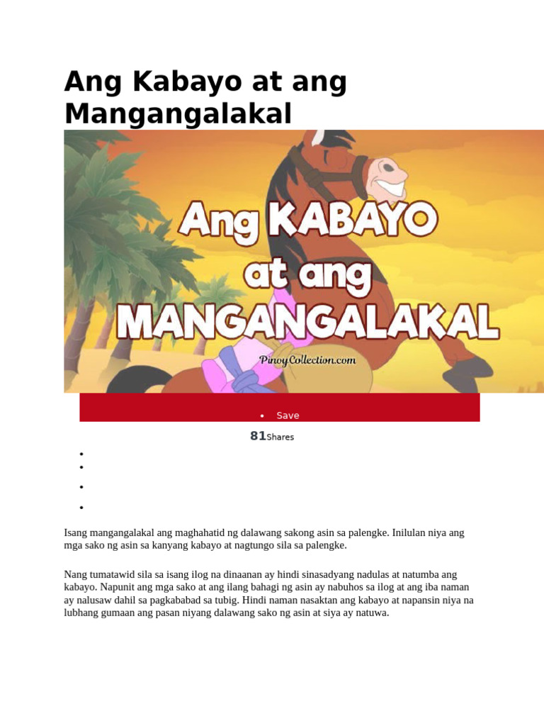 Ang Kabayo at Ang Mangangalakal | PDF