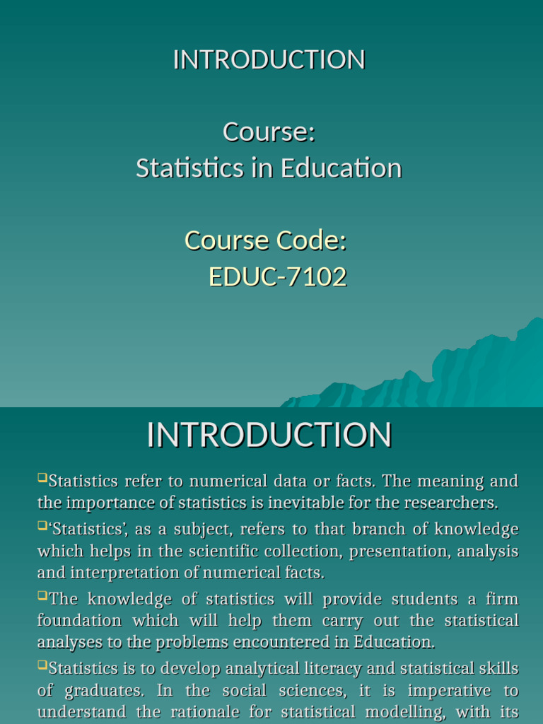 Introduction To Statistics (Review) | PDF
