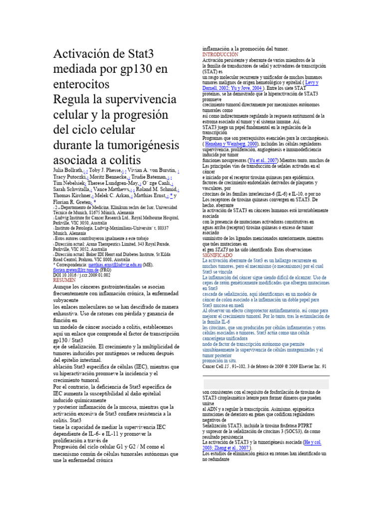 Activación de Stat3 Mediada Por gp130 en Enterocitos | PDF