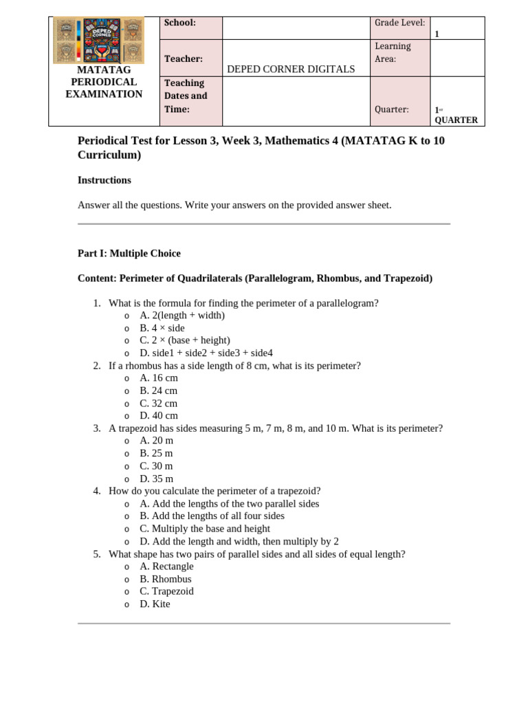 PT-WEEK 3-MATH-DEPED CORNER DIGITALS | PDF