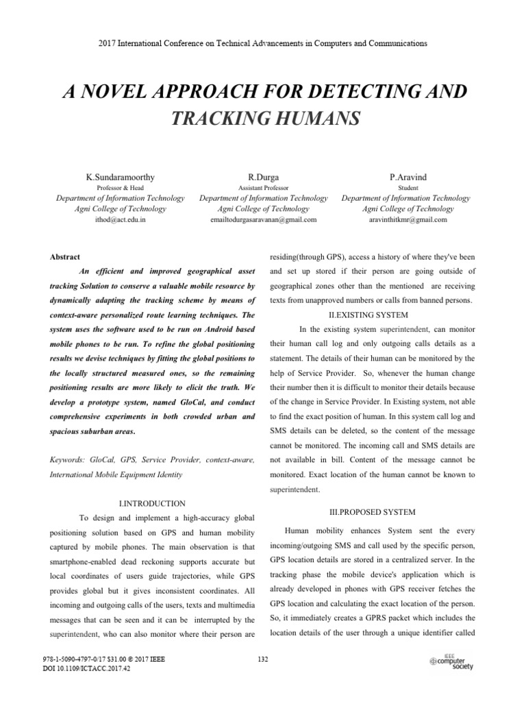 A Novel Approach For Detecting and Tracking Humans | PDF