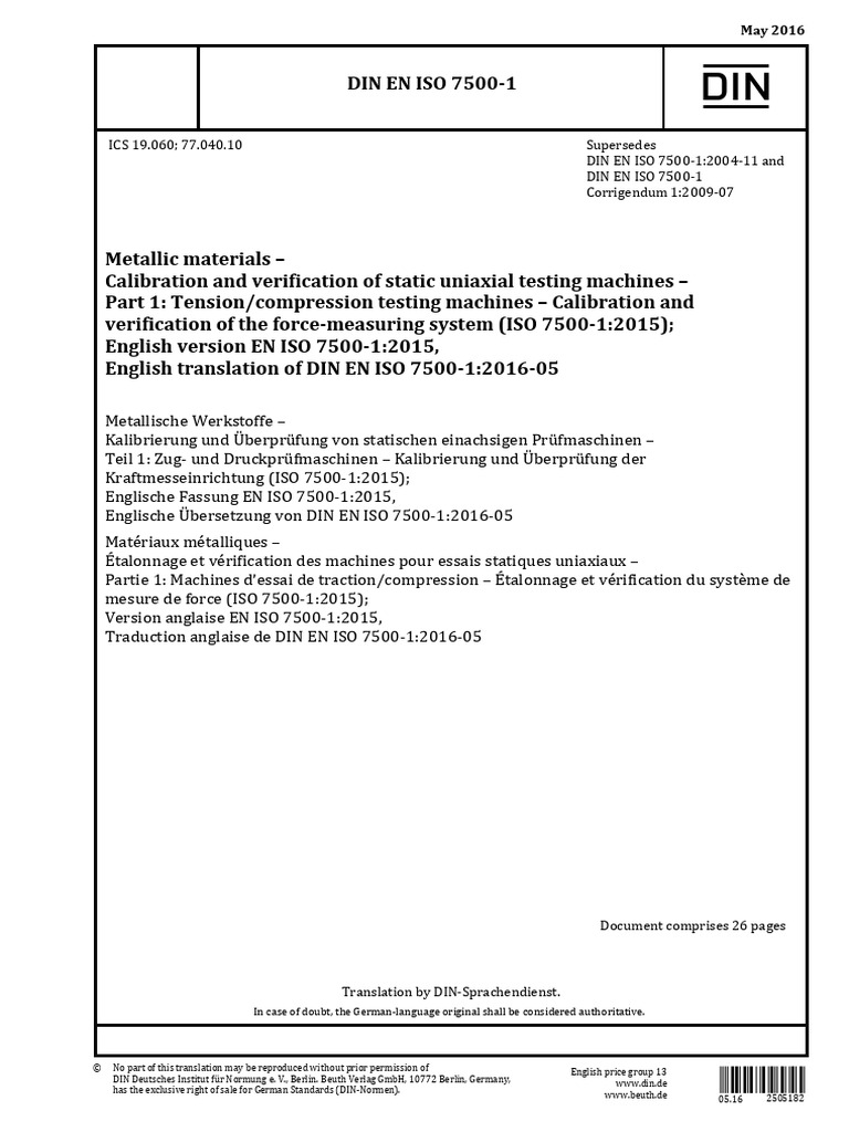 Din en Iso 7500-1-2016 | PDF