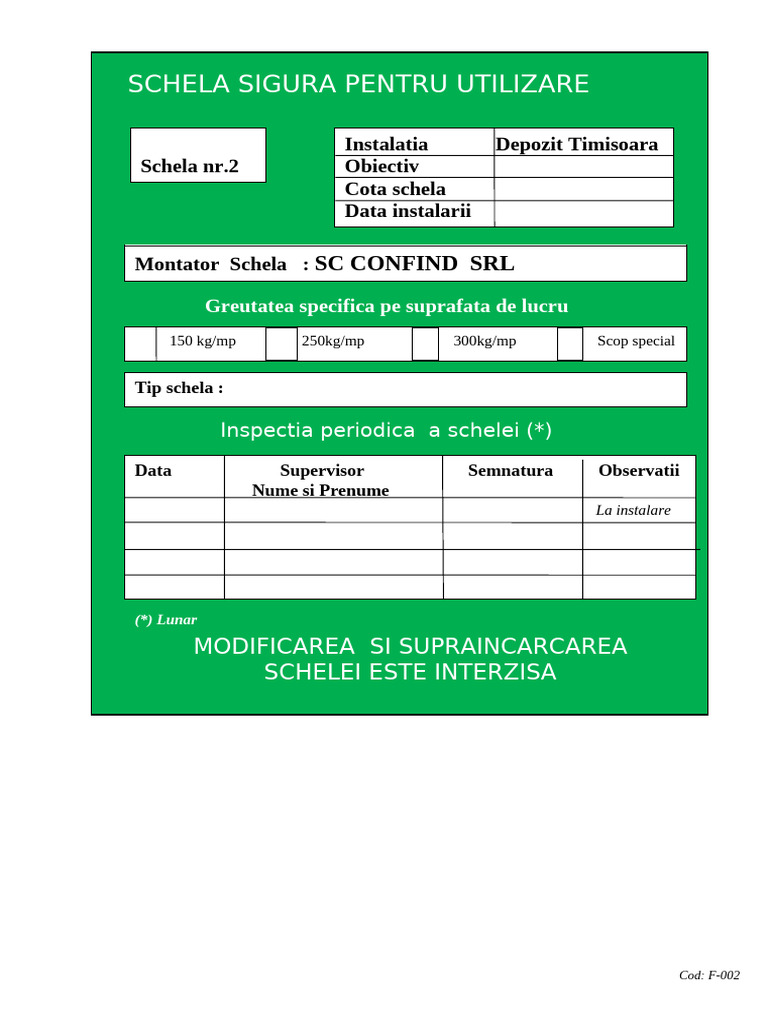 Eticheta - Tag Verde - Verificare Schela 2-Bun de Lucru | PDF