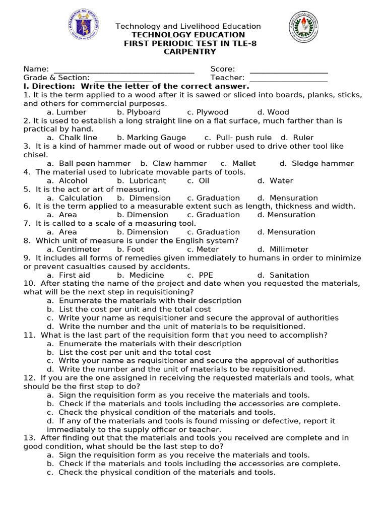TEST QUESTIONNAIRE | PDF