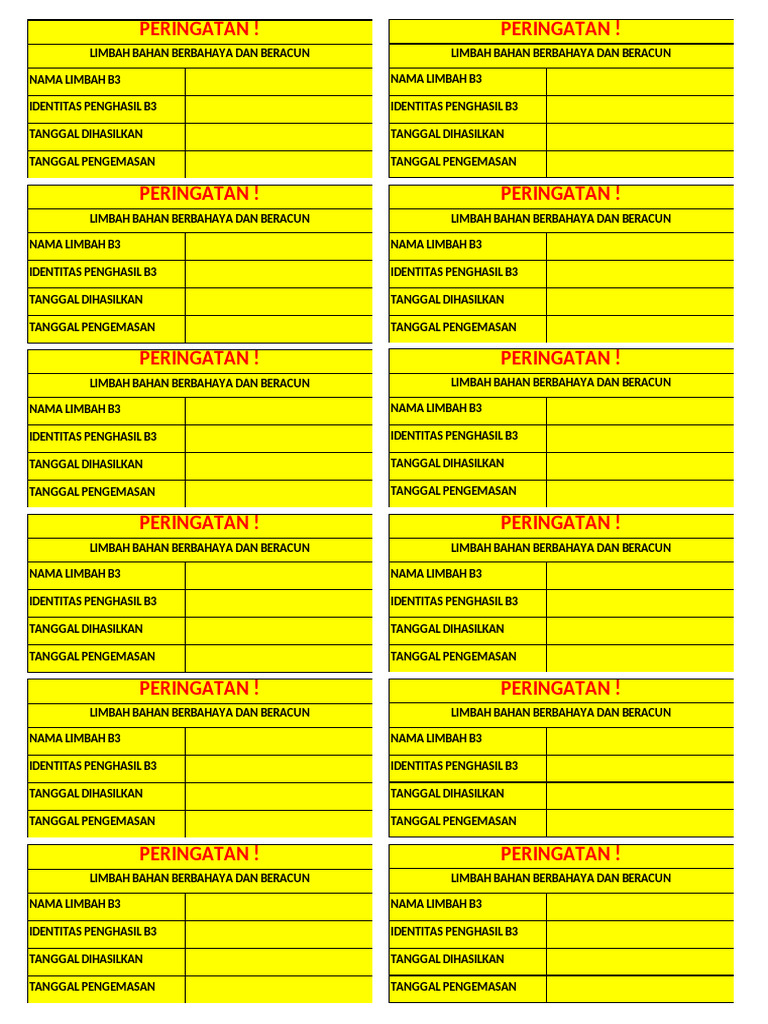 Label kuning limbah B3 | PDF