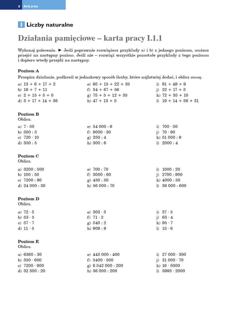 Karty Pracy Klasa 5 Dzial I | PDF