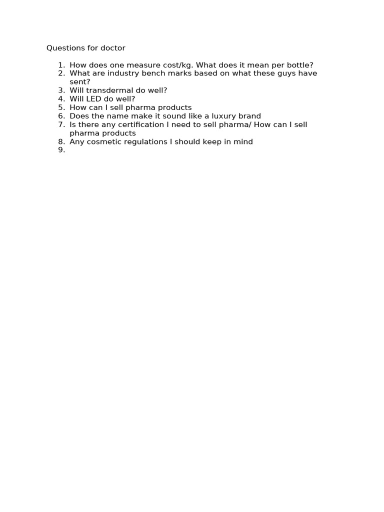 Questions For Doctor | PDF