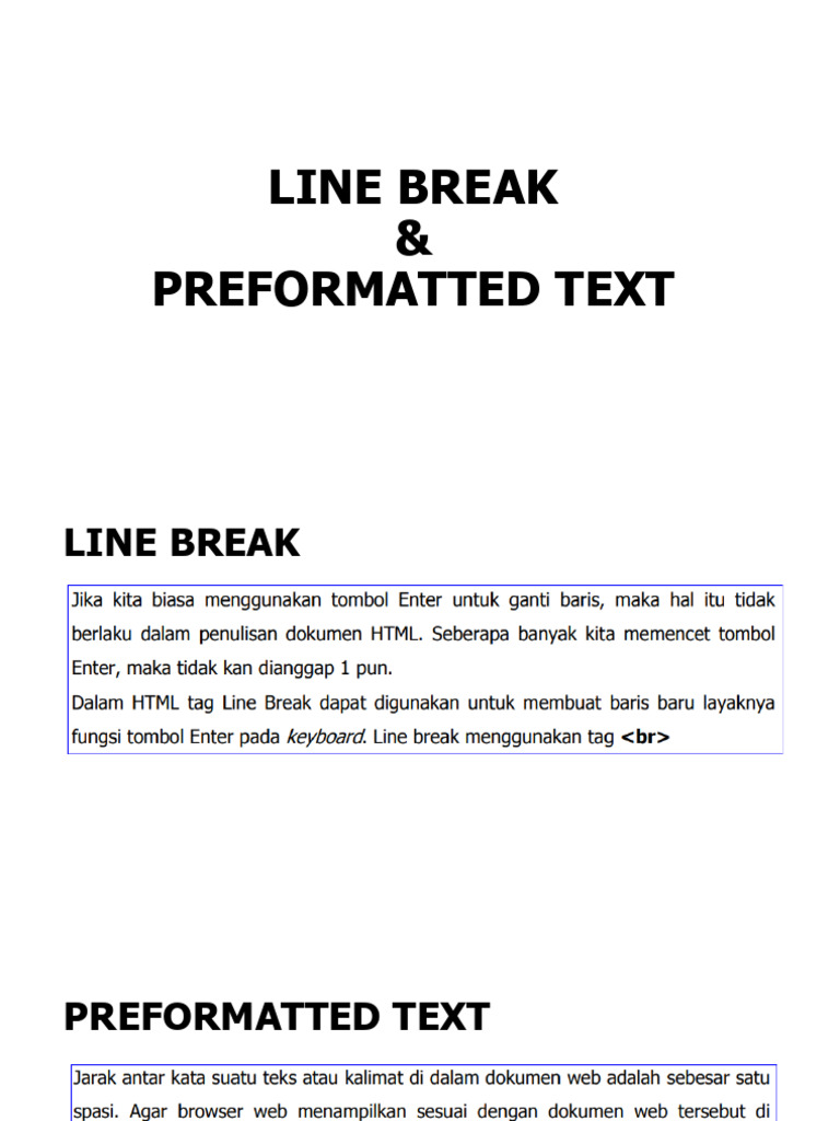 114 Smt 1 Line Break And Preformatted Text Pdf 