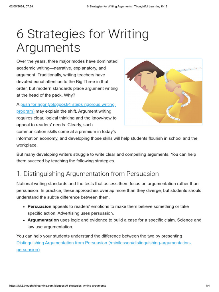 6 Strategies for Writing Arguments _ Thoughtful Learning K-12 | PDF