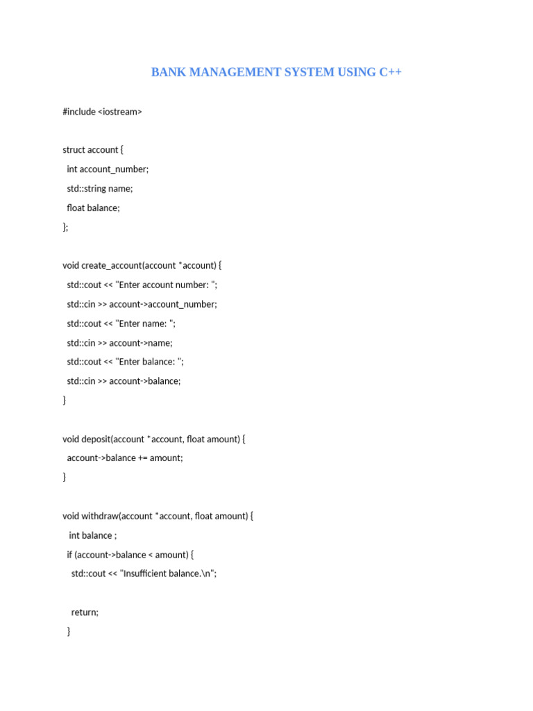 Bank Management System Using C Pdf