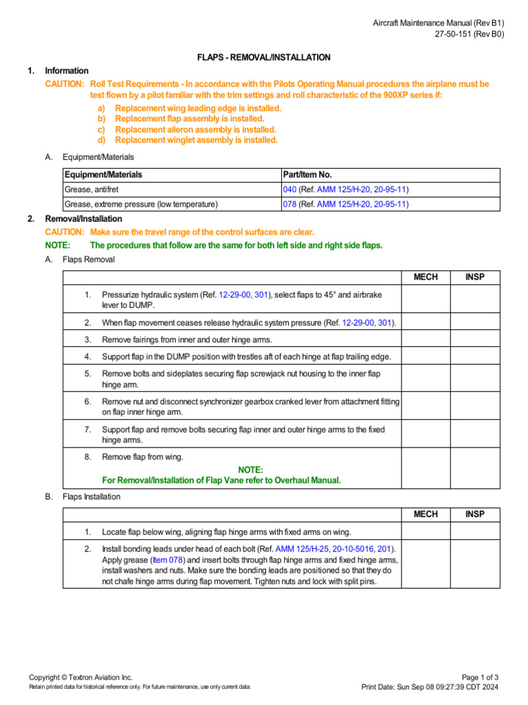 27-50-151 flaps removal installation | PDF