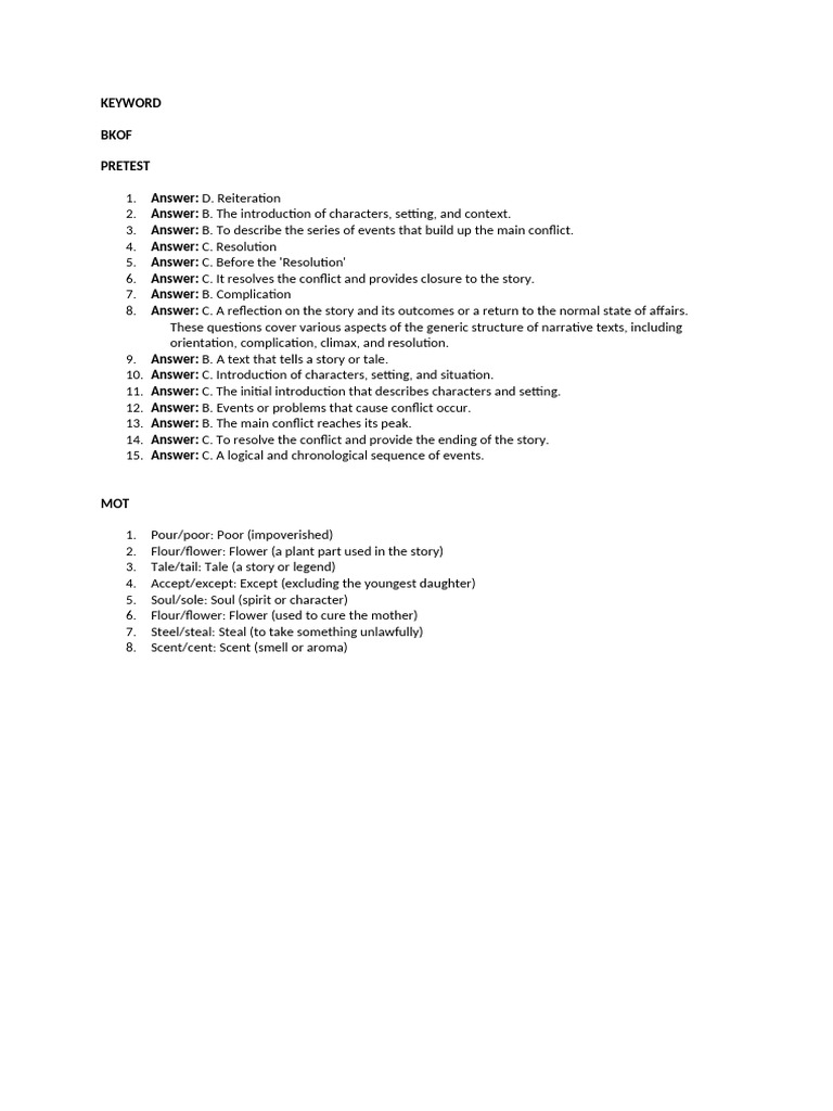 Keyword LKPD Narrative Text | PDF